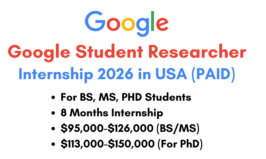 Google Student Researcher Internship 2026 in USA (PAID) - Voonze